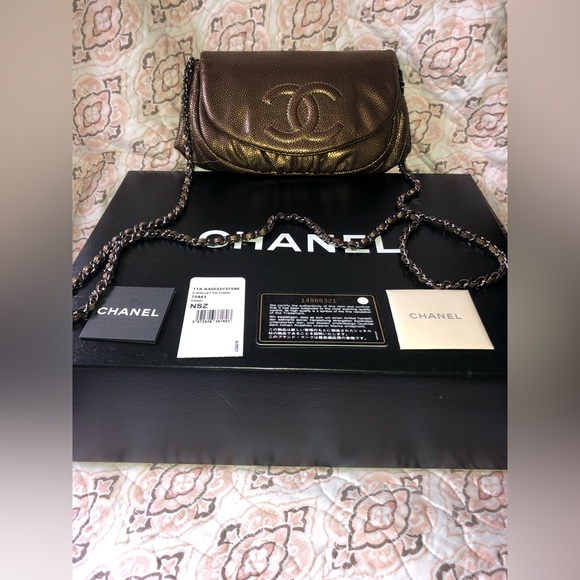 CHANEL | Bags | Authentic Gold Chanel Mini Half Moon Woc | Poshmark